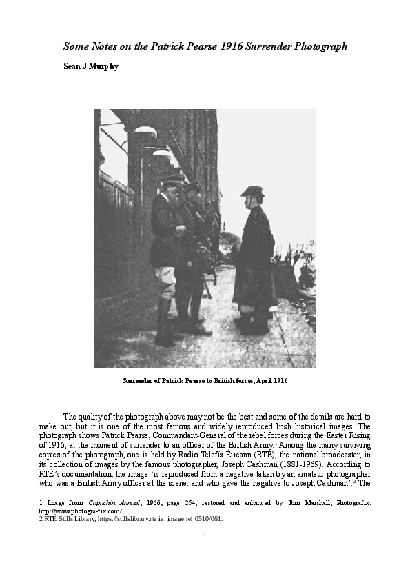 (PDF) Some Notes on the Patrick Pearse 1916 Surrender Photograph
