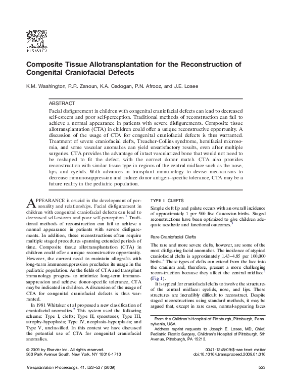 (PDF) Composite Tissue Allotransplantation for the Reconstruction of ...
