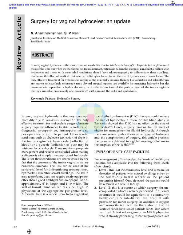 (PDF) Vaginal Hydrocele Surgery: Current Insights