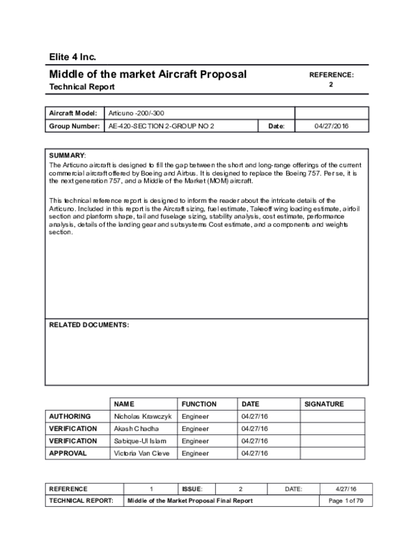 (DOC) Middle of the market Aircraft Proposal | Sabik Roauf - Academia.edu