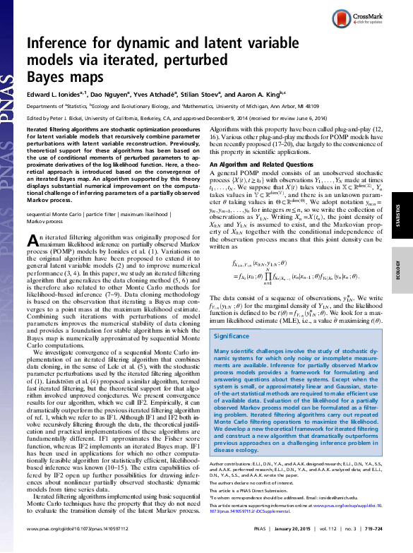 Pdf Inference For Dynamic And Latent Variable Models Via Iterated Perturbed Bayes Maps