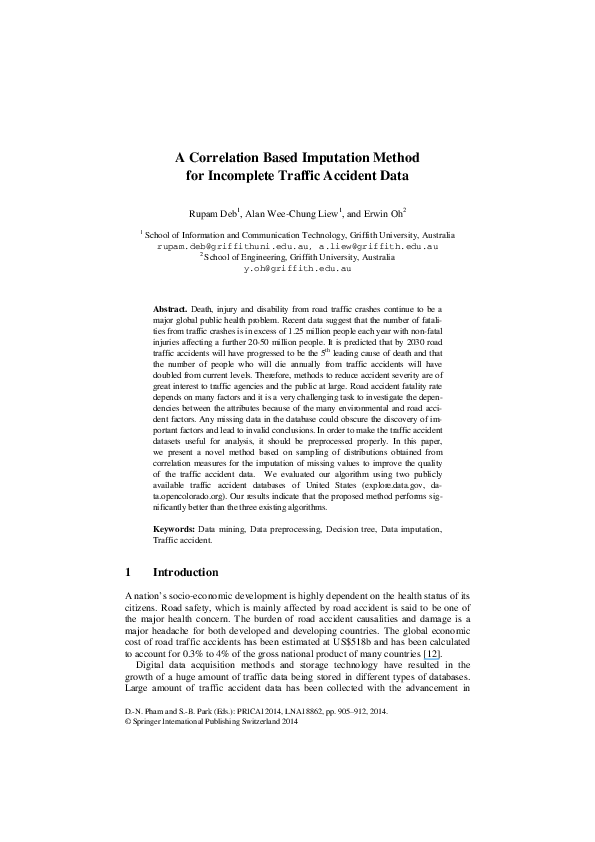 (PDF) Correlation-Based Imputation for Incomplete Traffic Data