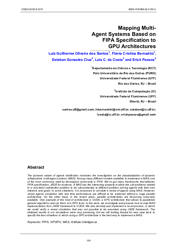 (PDF) Mapping Multi- Agent Systems Based on FIPA Specification to GPU Architectures