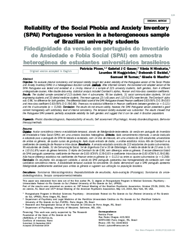 (PDF) Reliability of the Social Phobia and Anxiety Inventory (SPAI ...