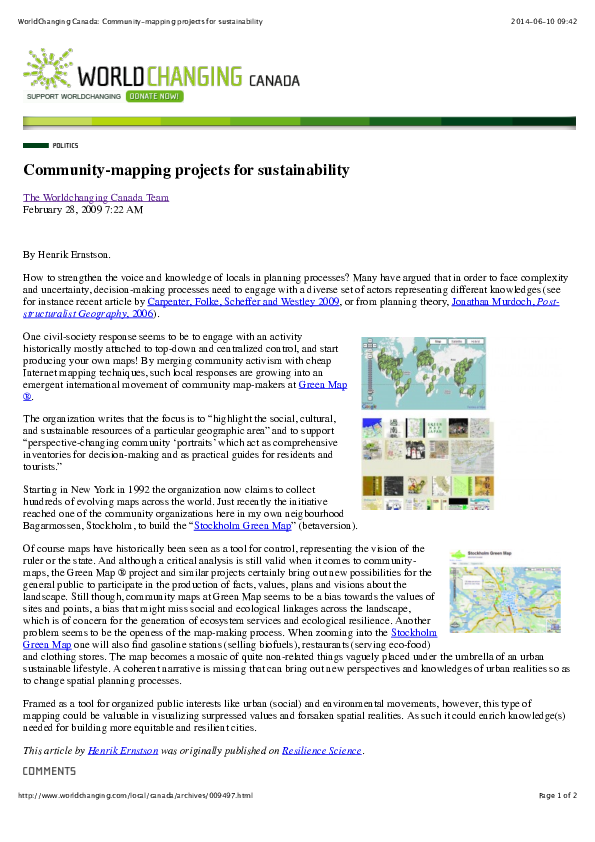 (PDF) Community-mapping projects for sustainability