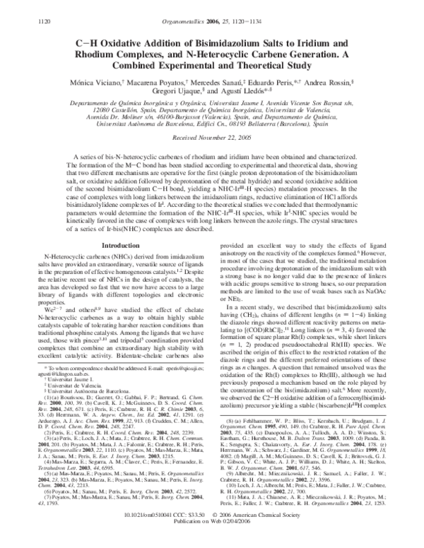 (PDF) C−H Oxidative Addition of Bisimidazolium Salts to Iridium and ...