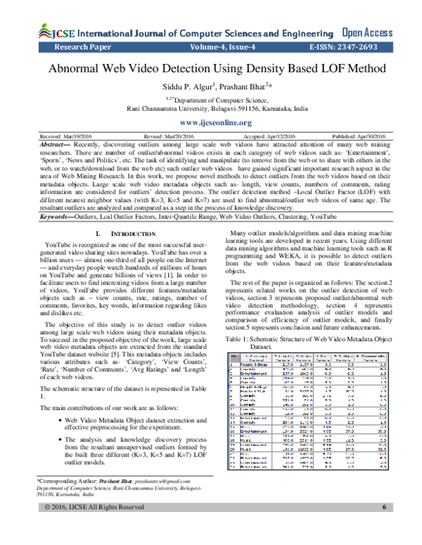 (PDF) Abnormal Web Video Detection Using Density Based LOF Method