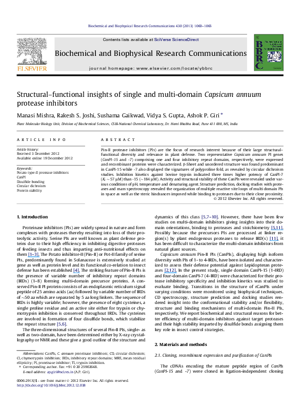 (PDF) Structural–functional insights of single and multi-domain ...