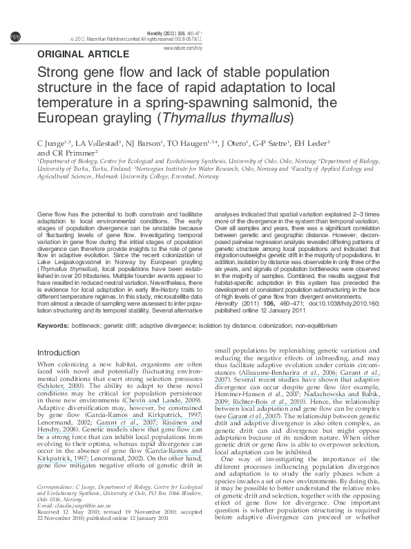 (PDF) Strong gene flow and lack of stable population structure in the ...