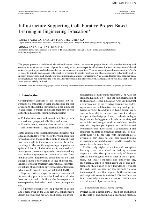 (PDF) Vasileva, T., Tchoumatchenko, V., Lakkala, M., & Kosonen, K. (2011). Infrastructure ...