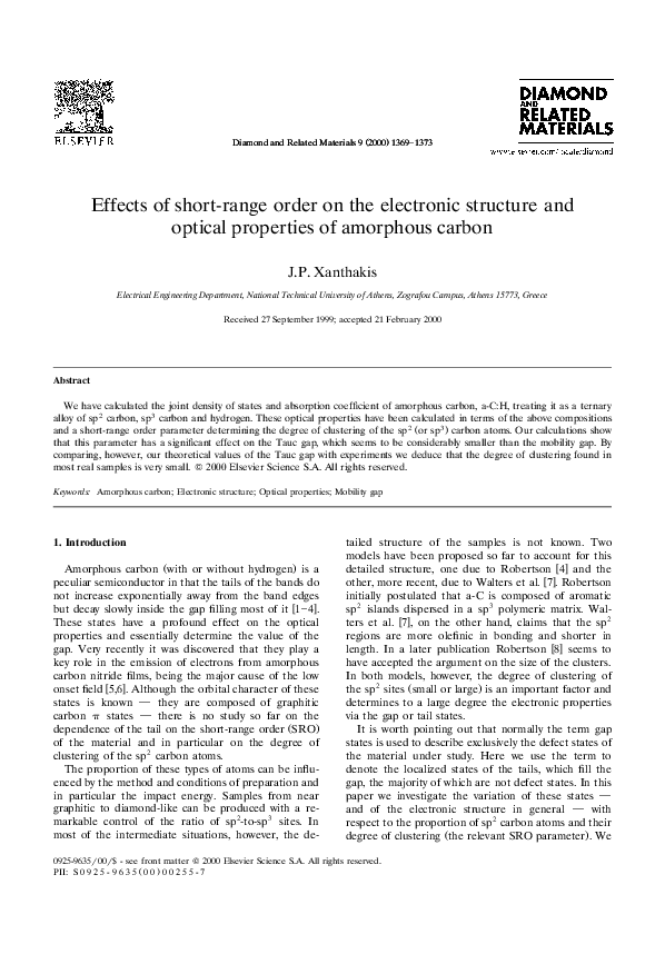 (PDF) Effects of short-range order on the electronic structure of ...