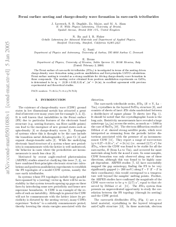 (PDF) Fermi surface nesting and charge-density wave formation in rare ...
