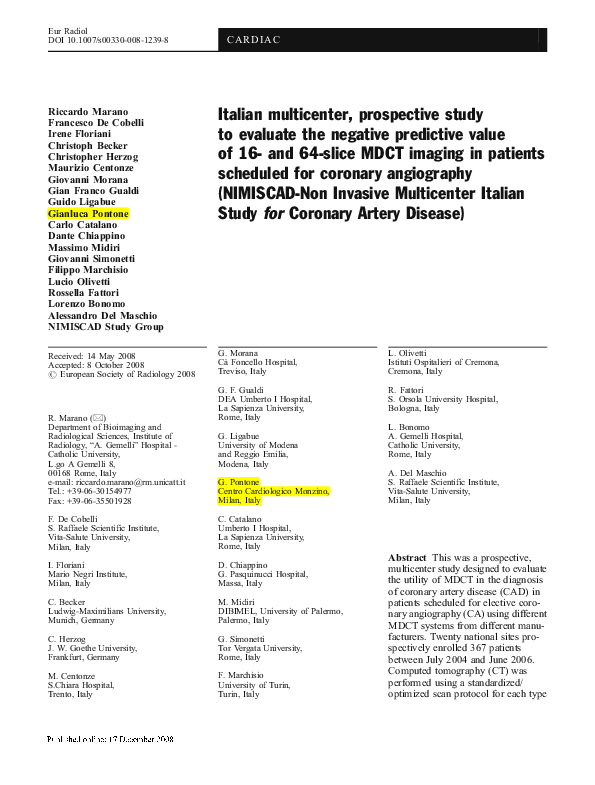 (PDF) Italian multicenter, prospective study to evaluate the negative ...