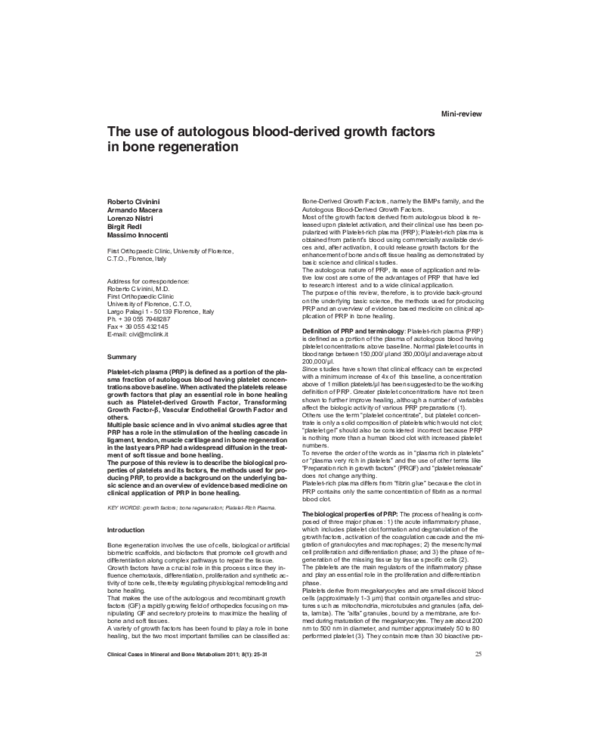 (PDF) The use of autologous blood-derived growth factors in bone ...