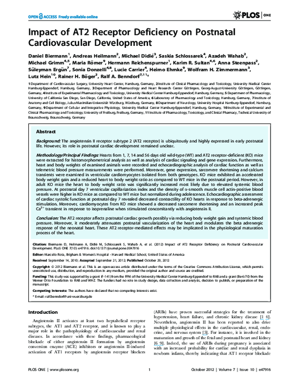 (PDF) Impact of AT2 Receptor Deficiency on Postnatal Cardiovascular ...