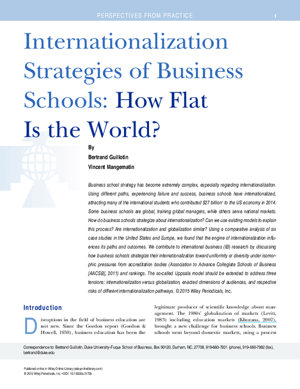 (PDF) Internationalization Strategies of Business Schools: How Flat Is ...