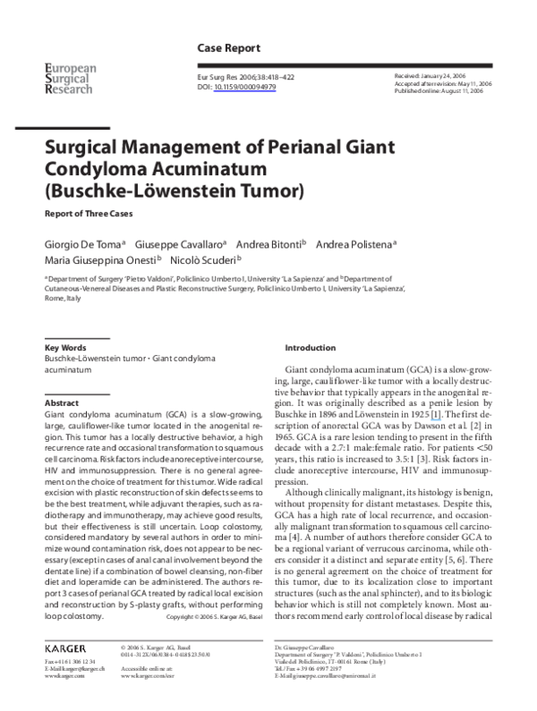 (PDF) Surgical Management of Perianal Giant Condyloma Acuminatum ...