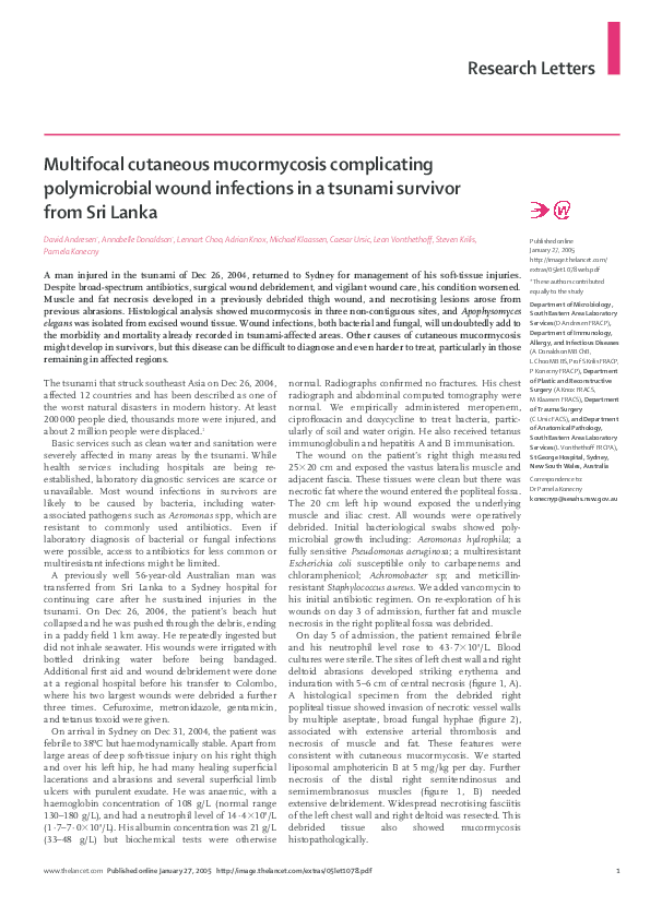 (PDF) Multifocal cutaneous mucormycosis complicating polymicrobial ...