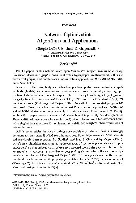 (PDF) Network optimization: Algorithms and applications