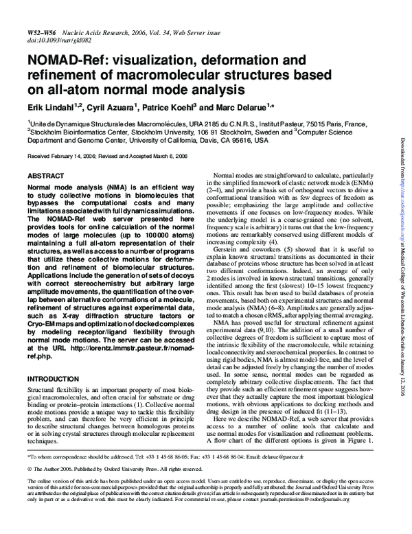 (PDF) NOMAD-Ref: visualization, deformation and refinement of macromolecular structures based on ...