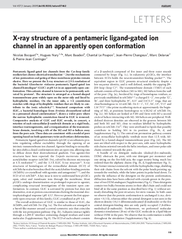 (PDF) X-ray structure of a pentameric ligand-gated ion channel in an ...