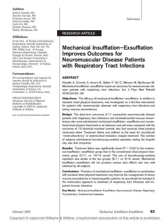 (PDF) Mechanical Insufflation???Exsufflation Improves Outcomes for ...