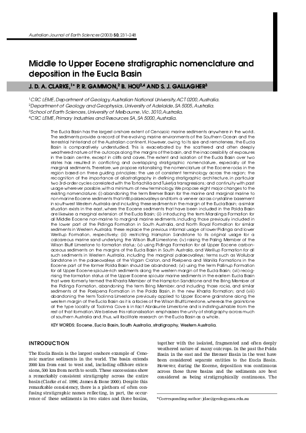 (PDF) Middle to Upper Eocene stratigraphic nomenclature and deposition ...