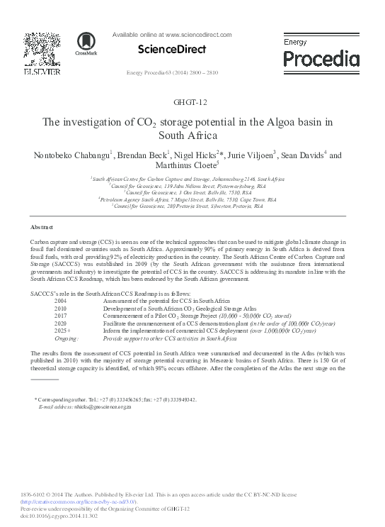 (PDF) The investigation of CO2 storage potential in the Algoa basin in ...