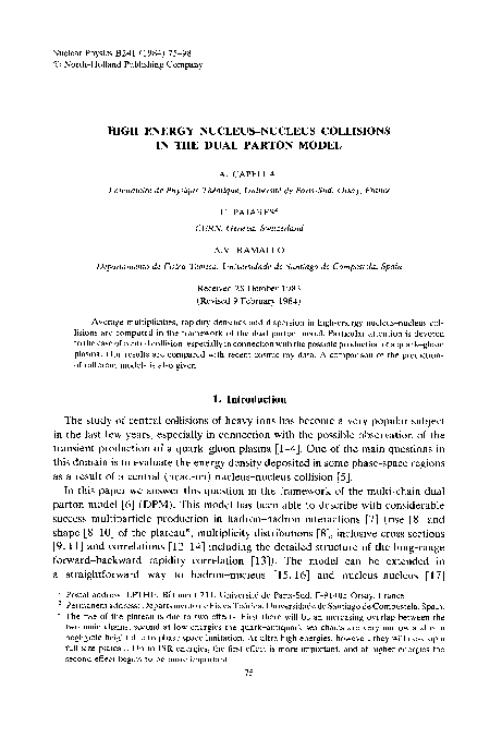 (PDF) High energy nucleus-nucleus collisions in the dual parton model