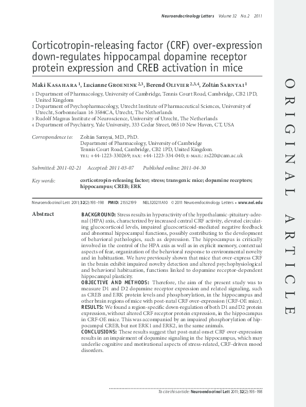 (PDF) Corticotropin-releasing factor (CRF) over-expression down ...