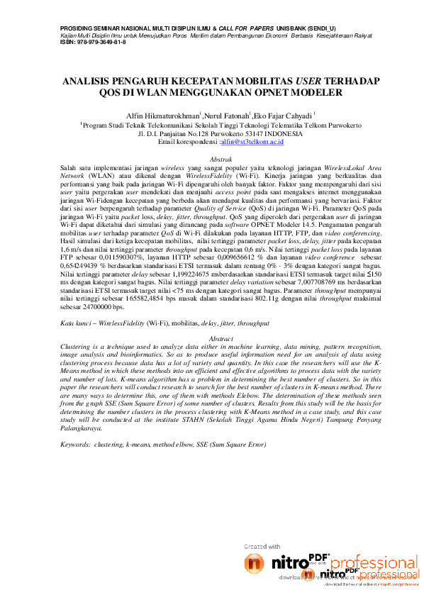 Pdf Analisis Pengaruh Kecepatan Mobilitas User Terhadap Qos Di Wlan