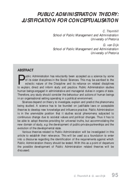 (PDF) Public Administration theory: justification for conceptualisation