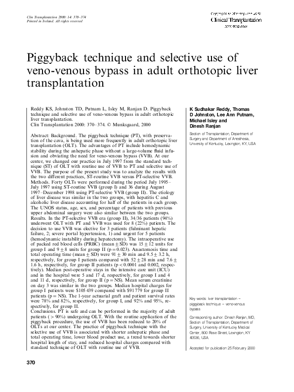 (PDF) Piggyback technique and selective use of veno-venous bypass in ...