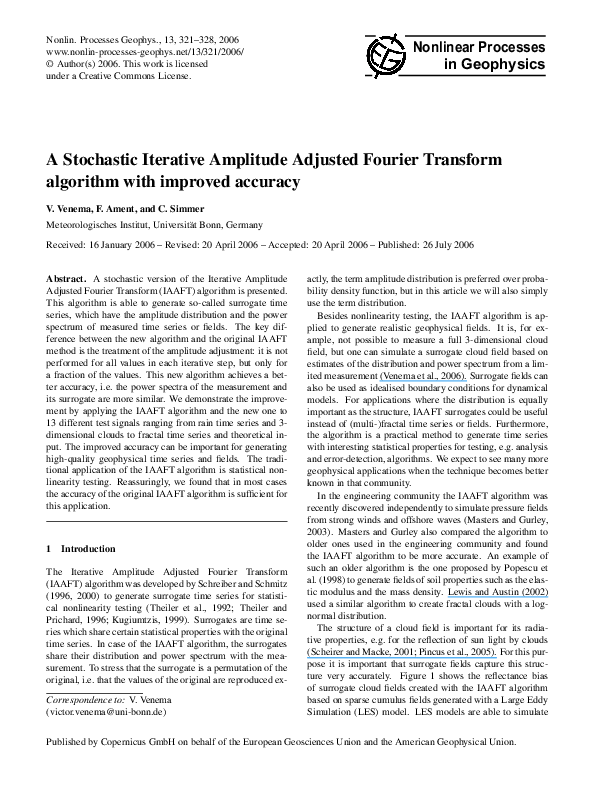Pdf A Stochastic Iterative Amplitude Adjusted Fourier Transform Algorithm With Improved Accuracy