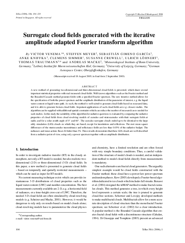 Pdf Iterative Algorithm For Generating Cloud Fields