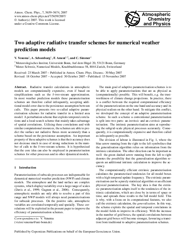 (PDF) Two adaptive radiative transfer schemes for numerical weather ...