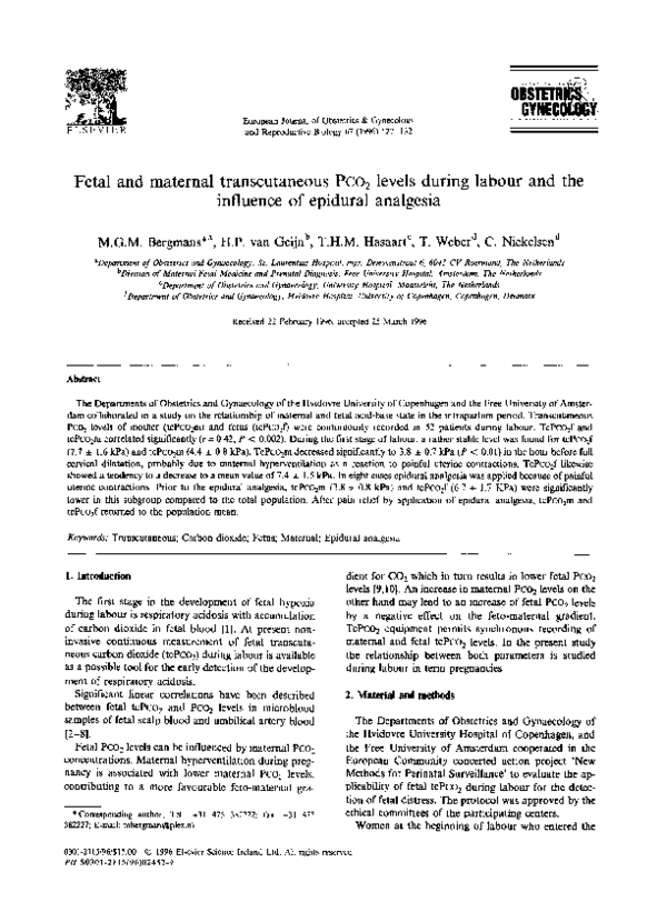 (PDF) Fetal and maternal transcutaneous Pco2 levels during labour and ...
