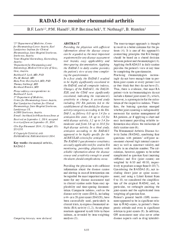 (PDF) RADAI-5 to monitor rheumatoid arthritis