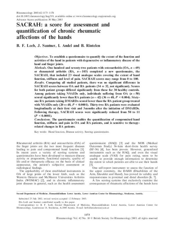 (PDF) SACRAH: a score for assessment and quantification of chronic ...
