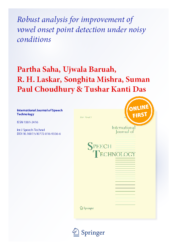 (PDF) Robust analysis for improvement of vowel onset point detection under noisy conditions