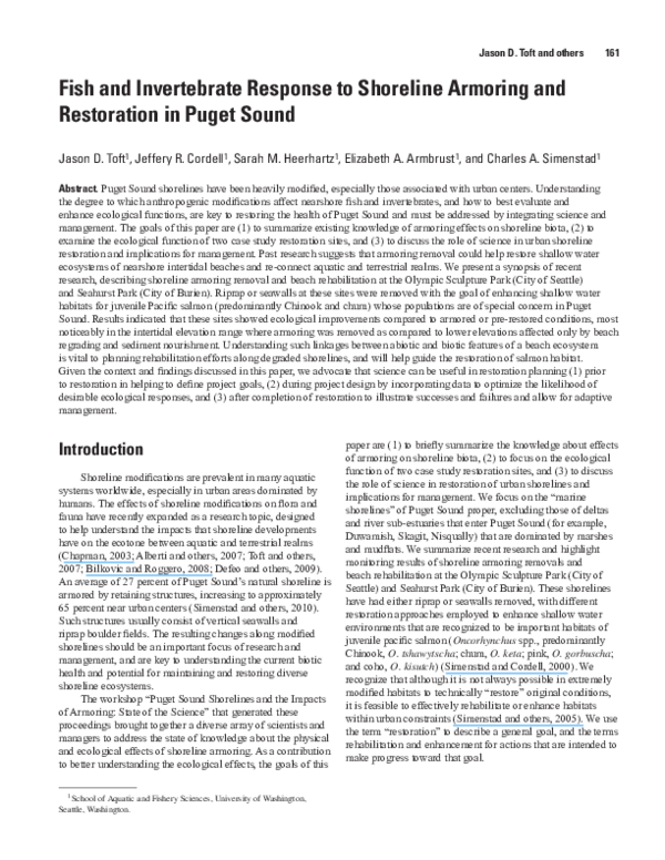 (PDF) Fish and invertebrate response to shoreline armoring and ...