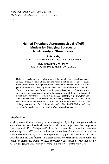 (PDF) Nested threshold autoregressive (NeTAR) models