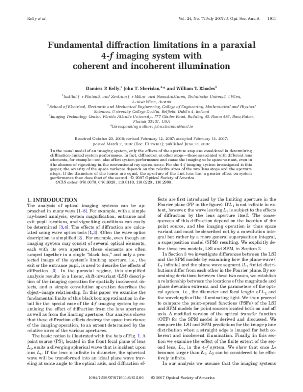 (PDF) Fundamental diffraction limitations in a paraxial 4-f imaging ...