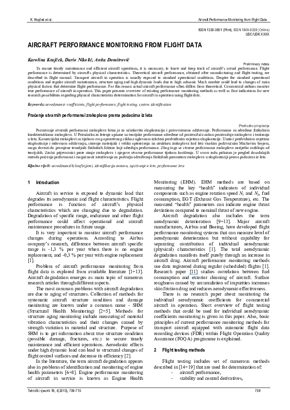 (PDF) Aircraft Performance Monitoring from Flight Data
