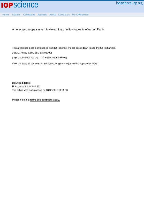 (PDF) A laser gyroscope system to detect the gravito-magnetic effect on ...