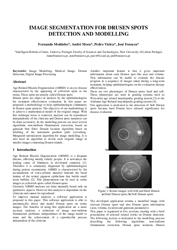 Pdf Image Segmentation For Drusen Spots Detection And Modelling