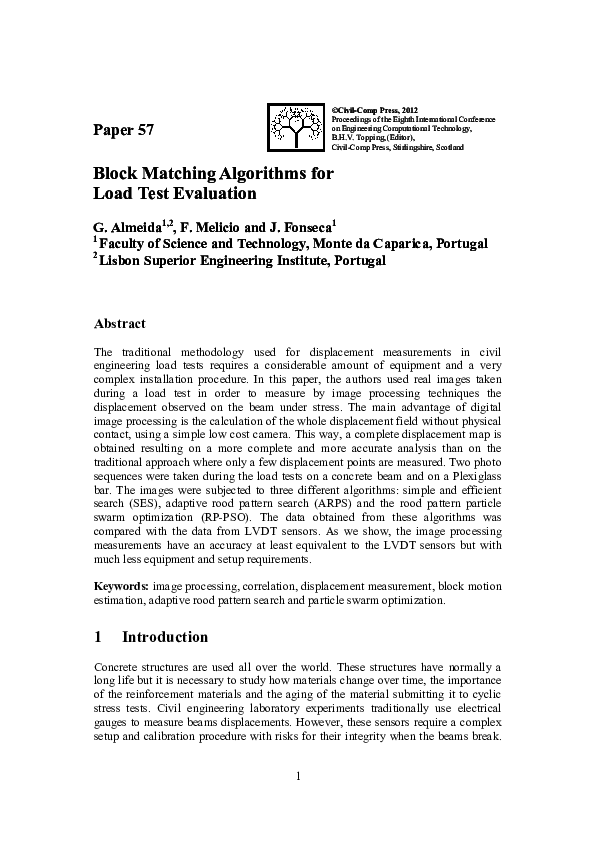 Pdf Block Matching Algorithms For Load Test Evaluation