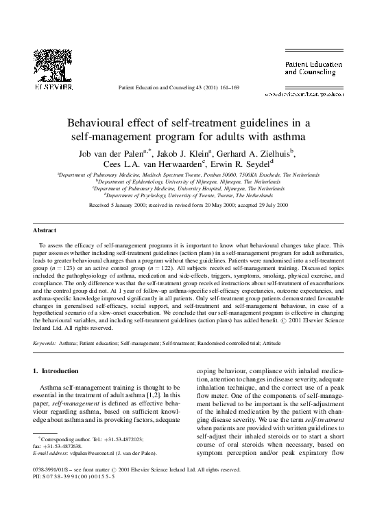 (PDF) Behavioural effect of self-treatment guidelines in a self ...