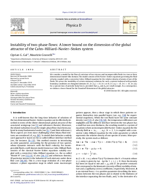 (PDF) Instability of two-phase flows: A lower bound on the dimension of ...