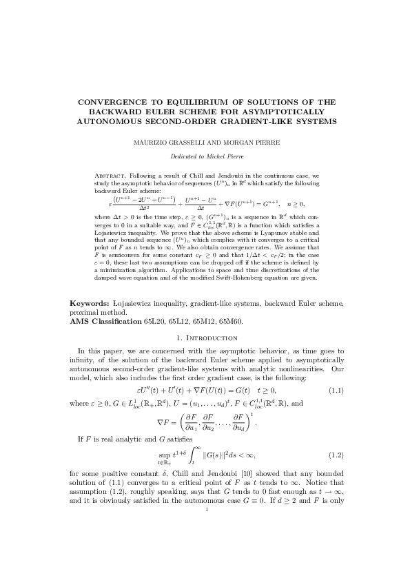 (PDF) Convergence to equilibrium of solutions of the backward Euler scheme for asymptotically ...